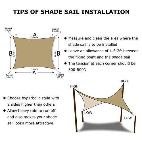 JETEVIOS Waterproof 13'x13'x13' Triangle Solid Sun Shade Sail Canopy UV Resistant for Outdoor Patio Garden Backyard Beige