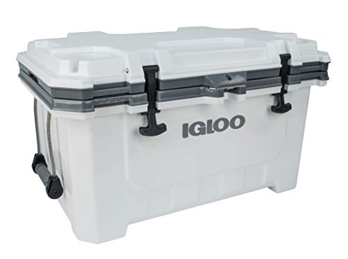 Igloo White IMX 70 Qt Lockable Insulated Ice Chest Injection Molded Cooler with Carry Handles