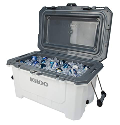 Igloo White IMX 70 Qt Lockable Insulated Ice Chest Injection Molded Cooler with Carry Handles