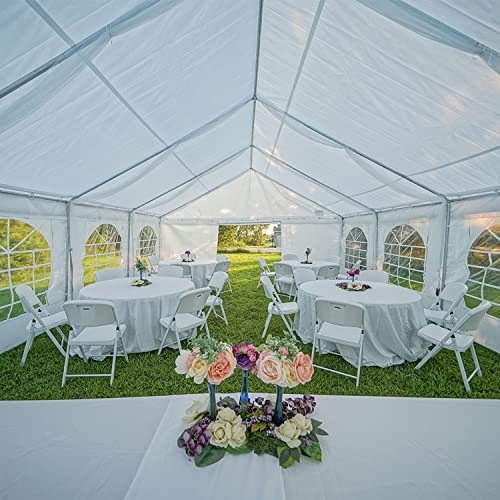 Shade Tree 30 x 20 Foot Heavy Duty Party, Event, Wedding, Carport, Canopy Shelter Tent with Windowed Sidewalls and Zippered Doorway End Walls, White