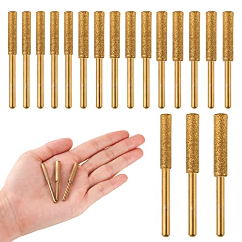 CYCHIRV 18PCS Diamond Chainsaw Sharpener Bits, Diamond Stone Chain Saw Chainsaw Sharpener for Polishing Chain Grinding Tool (5/32'', 3/16'', 7/32'')