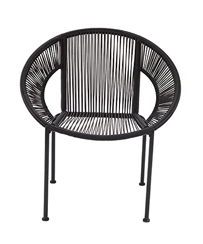 Deco 79 Contemporary Plastic Rattan Oval Outdoor Chair, 29" x 23" x 30", Black