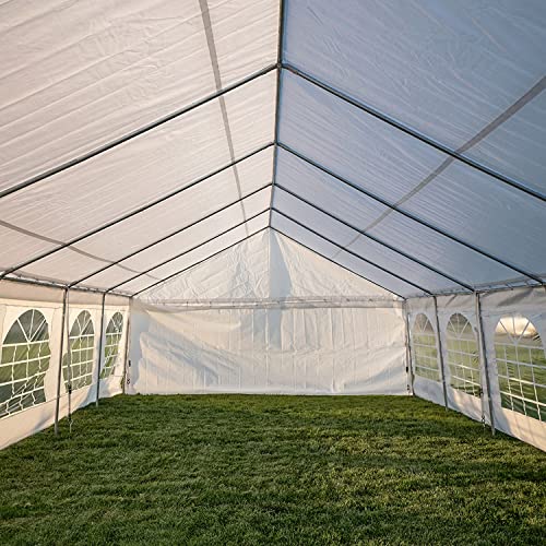 Shade Tree 30 x 20 Foot Heavy Duty Party, Event, Wedding, Carport, Canopy Shelter Tent with Windowed Sidewalls and Zippered Doorway End Walls, White
