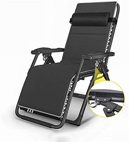 XZGDEN Lightweight Deck Chair Recliners,Locking Patio Outdoor Lounger Chair Oversize XL Padded Adjustable Recliner with Headrest Support 440lbs (Color : Black)