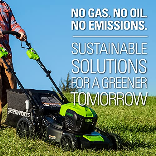 Greenworks 40V 21-Inch Self-Propelled Mower/Axial Blower Combo Kit, 5Ah USB Battery and Charger Included, CK40L510
