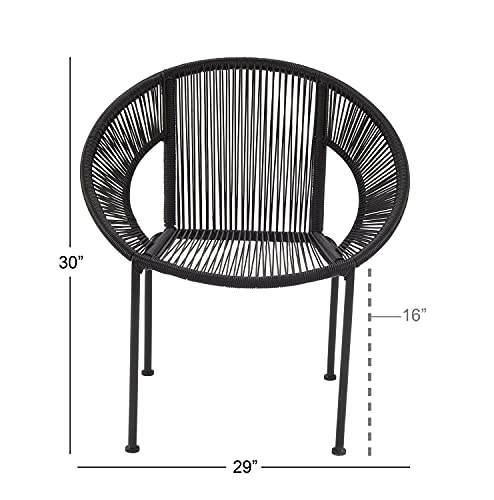 Deco 79 Contemporary Plastic Rattan Oval Outdoor Chair, 29" x 23" x 30", Black