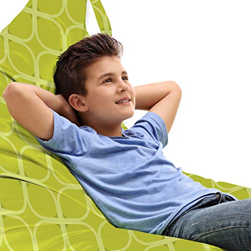 Ambesonne Geometric Lounger Chair Bag, Retro Abstract Shapes Mosaic Square Forms Graphic Vintage Art Nostalgic Design, High Capacity Storage with Handle Container, Lounger Size, Apple Green