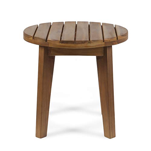 Christopher Knight Home Parker Outdoor 16" Acacia Wood Side Table, Teak Finish