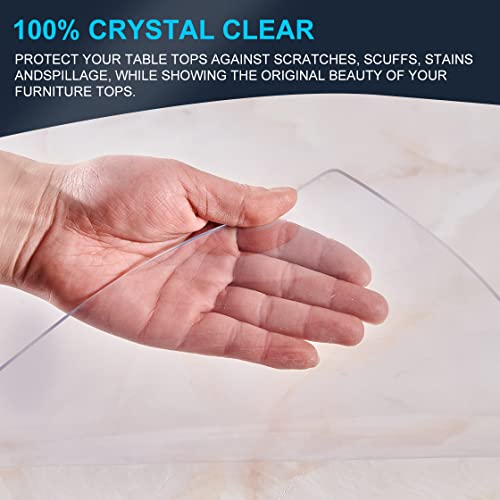 Bobetter Crystal Clear Vinyl Table Cover Protector Plastic Desk Pad Mat Waterproof Vinyl Table Top Protector Rectangle Table Pad Mat for Dining Coffee Patio Bar Beside Table 18x42" Floor Feeding Mat