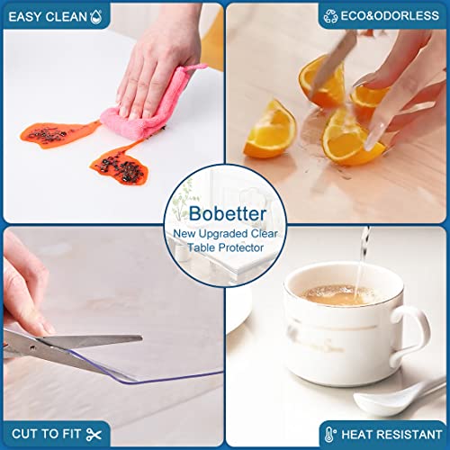 Bobetter Crystal Clear Vinyl Table Cover Protector Plastic Desk Pad Mat Waterproof Vinyl Table Top Protector Rectangle Table Pad Mat for Dining Coffee Patio Bar Beside Table 18x42" Floor Feeding Mat