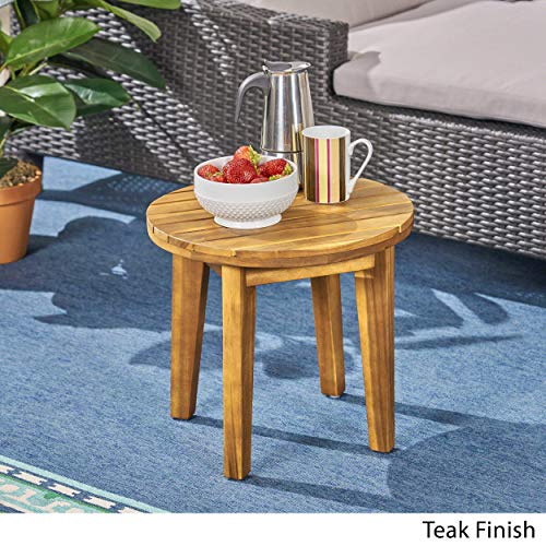 Christopher Knight Home Parker Outdoor 16" Acacia Wood Side Table, Teak Finish