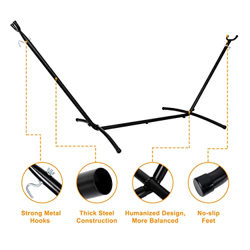 SUPER DEAL Portable 9FT Hammock Stand, Heavy Duty 2 Person 620 LBS Capacity Steel Hammock Frame with Portable Carrying Case, Adjustable 6 Optional Hook Positions, Weather Resistant