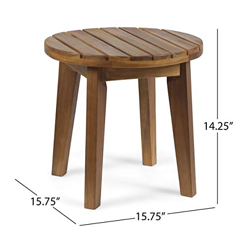 Christopher Knight Home Parker Outdoor 16" Acacia Wood Side Table, Teak Finish