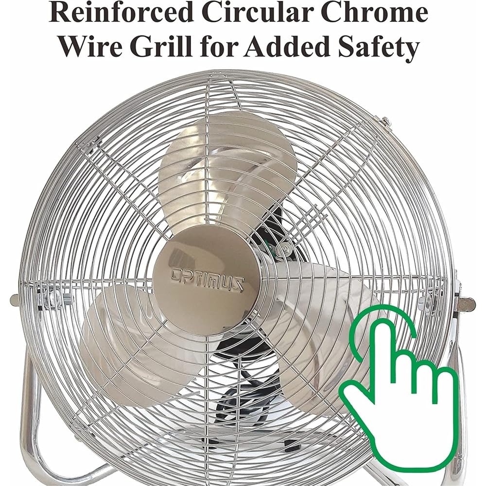 Optimus F-4122 F-4122 3-Speed 40-Watt 12-In. Industrial-Grade High-Velocity Floor Fan