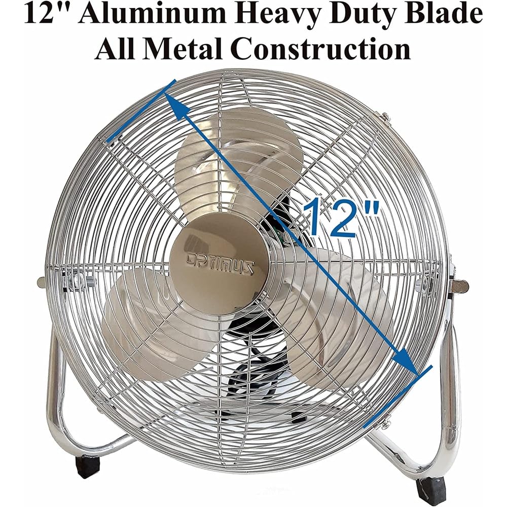 Optimus F-4122 F-4122 3-Speed 40-Watt 12-In. Industrial-Grade High-Velocity Floor Fan