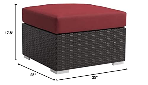 Modway EEI-1911-EXP-RED Convene Patio Fabric Square Ottoman Outdoor Furniture, Espresso Red
