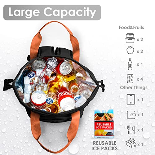 BAGSPRITE Insulated Backpack Cooler for Women, Soft Cooler Backpack with Ice Pack, 24 Can Small Ice Chest Backpack, Waterproof Large Insulated Lunch Bags, Small Lunch Backpack for Camping, Beach