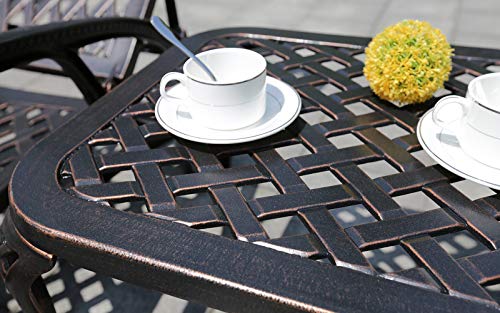 OMEFUN Patio End Table, Outdoor Side Table Cast Aluminum Metal Furniture - Bronze