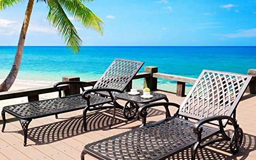OMEFUN Patio End Table, Outdoor Side Table Cast Aluminum Metal Furniture - Bronze