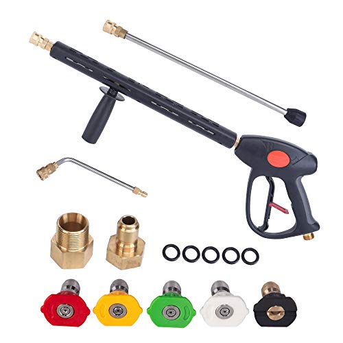 N / A Pressure Washer Spray Gun with Detachable Side Assist Handle, Pressure Washer Gun Kit with Replacement Extension Wand, 5 Nozzle Tips, 4000 PSI, M22 Fitting