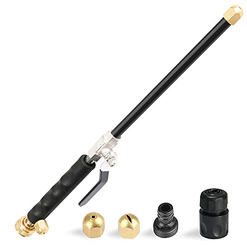 Pressure Power Washer Spray Nozzle, 18 Inch, Garden Hose Wand for Car Washing and High Outdoor Window Washing, Black