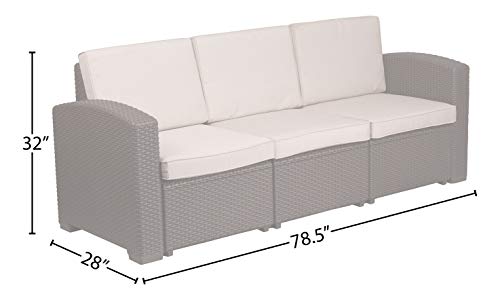 Flash Furniture Chocolate Brown Faux Rattan Sofa with All-Weather Beige Cushions