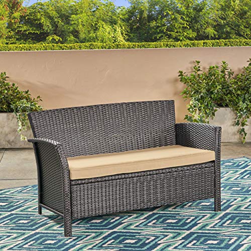 Christopher Knight Home Tori Outdoor Wicker Loveseat, Brown and Tan