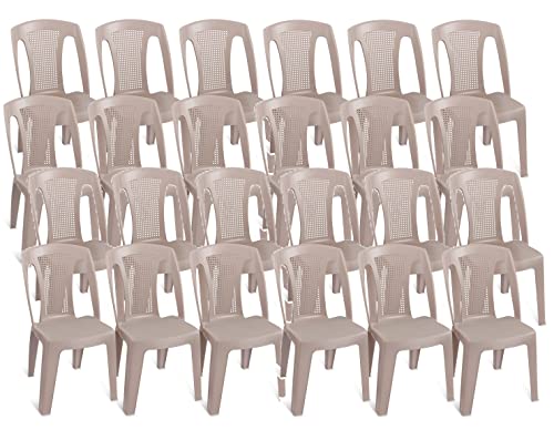 Zilpoo Set of 4 - Plastic Stackable Chairs, Outdoor Patio Armless Stacking Chairs for Outside Lawn Parties and Picnics
