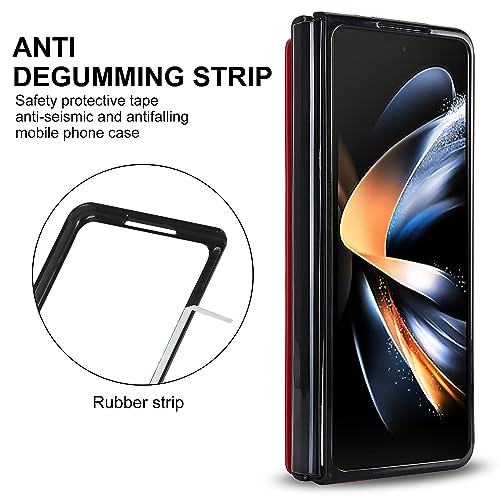 Case Compatible with Samsung Galaxy Z Fold 3 5G Wallet Case with S Pen Holder&Card Holder Kickstand, Women Men Leather Wallet Phone Case for Z Fold 3 Red