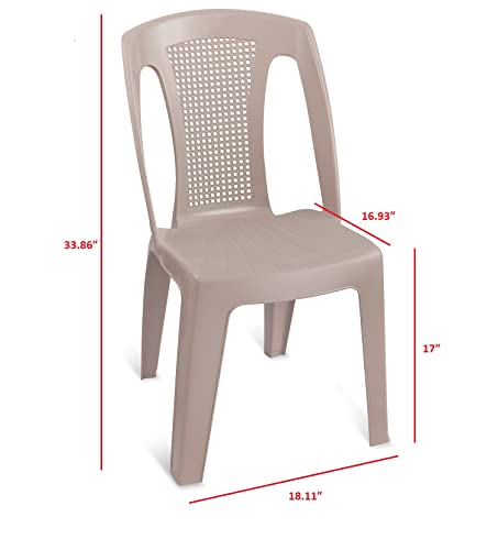 Zilpoo Set of 4 - Plastic Stackable Chairs, Outdoor Patio Armless Stacking Chairs for Outside Lawn Parties and Picnics