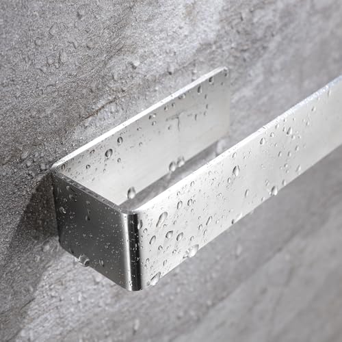 YIGII Hand Towel Holder, Self Adhesive Hand Towel Bar, Bathroom Towel Rack Stick on Wall, No Drilling Towel Hanger, Stainless Steel Brushed Silver