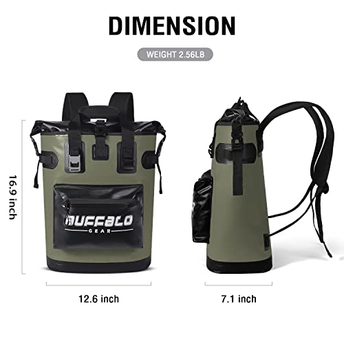 Buffalo Gear Cooler Backpack,18L Leakproof Cooler Bag Insulated Cooler for Picnic Beach Camping Hiking Park Fishing (Army Green)