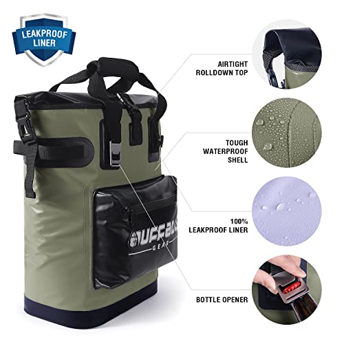 Buffalo Gear Cooler Backpack,18L Leakproof Cooler Bag Insulated Cooler for Picnic Beach Camping Hiking Park Fishing (Army Green)