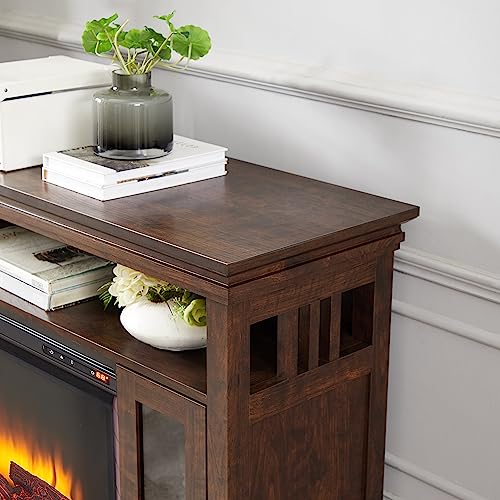Fireplace TV Stand Electric Fireplace, 48" Media Entertainment Center with Farmhouse Storage Cabinet, TV Console Table for TVs up to 55"