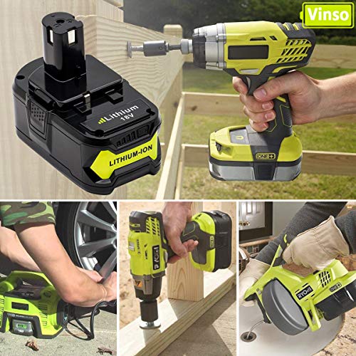 KINGTIANLE 2packs 6.0Ah 18V Replacement Battery for Ryobi 18V Lithium Battery P102 P103 P105 P107 P108 P109 Ryobi ONE+ Cordless Tool Battery