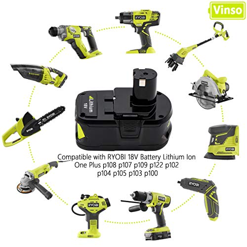 KINGTIANLE 2packs 6.0Ah 18V Replacement Battery for Ryobi 18V Lithium Battery P102 P103 P105 P107 P108 P109 Ryobi ONE+ Cordless Tool Battery