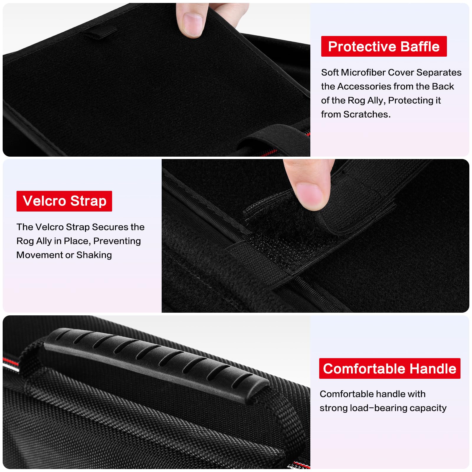 ivoler Carrying Case for Asus Rog Alloy 7''2023/Asus Rog Ally X 2024, Portable Hard Shell Pouch Travel Bag Built-in Gaming Charger Dock Storage, Holds 7 MicroSD and 2 Credit Sized Cards -Black
