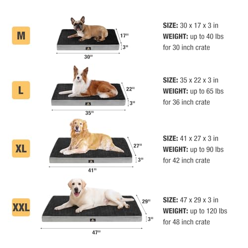 Veehoo Orthopedic Dog Bed for Medium Dogs - Medium Dog Bed with Washable Cover and Portable Handle, Dog Crate Bed Ped Bed Suitable for Dogs Up to 40lbs, Black