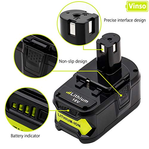 KINGTIANLE 2packs 6.0Ah 18V Replacement Battery for Ryobi 18V Lithium Battery P102 P103 P105 P107 P108 P109 Ryobi ONE+ Cordless Tool Battery