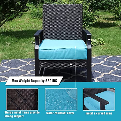 Sophia & William Patio Wicker Dining Chairs Set of 2, Rattan Cushioned Armrest Sofa Chairs with Thick Cushion, 2 Piece Rattan Single Sofa Chair for Patio,Deck,Porch,Yard