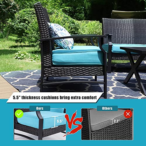 Sophia & William Patio Wicker Dining Chairs Set of 2, Rattan Cushioned Armrest Sofa Chairs with Thick Cushion, 2 Piece Rattan Single Sofa Chair for Patio,Deck,Porch,Yard