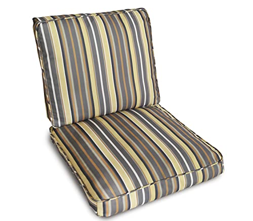 Makimoo Striped Indoor/Outdoor Corded Chair Cushion, Durable Patio Furniture Cushion Set: Patio Cushions Seat: 22" W x 22" D x 4" T;