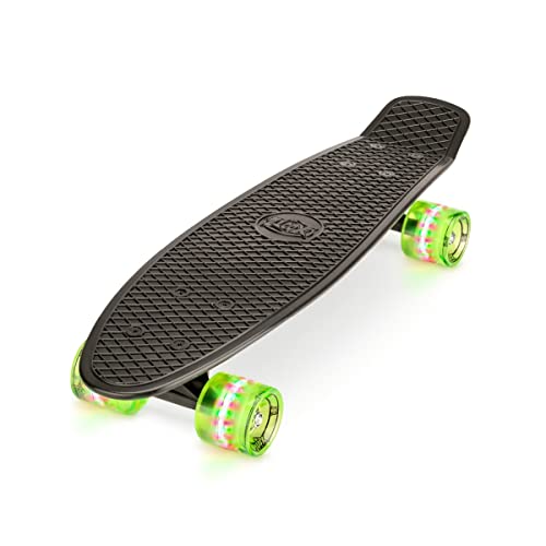 Xootz Retro Mini Cruiser Skateboard with led Wheels 22” Black