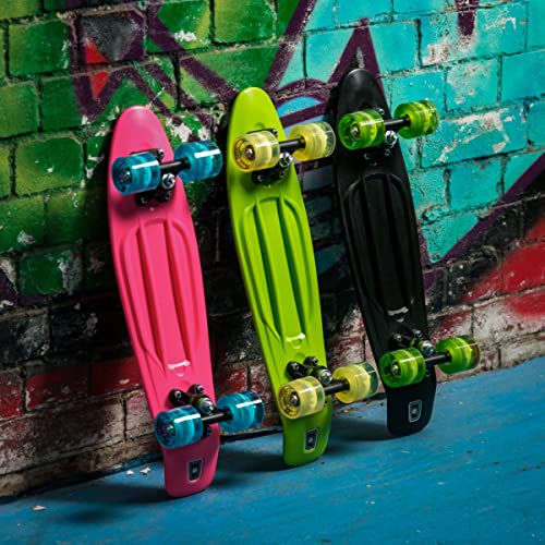 Xootz Retro Mini Cruiser Skateboard with led Wheels 22β Black
