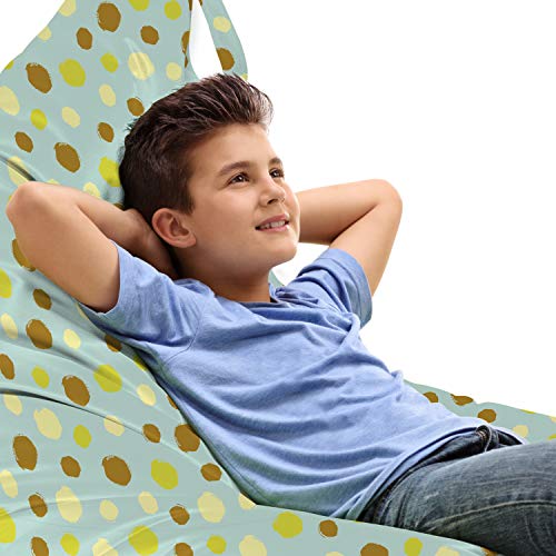 Lunarable Polka Dots Lounger Chair Bag, Retro Colored and Modern Style Paint Blots Drawn Irregular Forms, High Capacity Storage with Handle Container, Lounger Size, Pale Seafoam Multicolor
