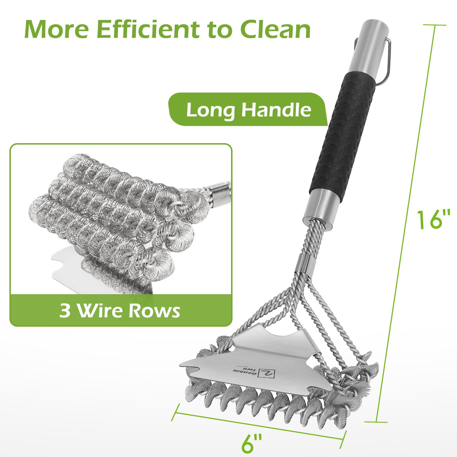 Double Two - Grill Brush with Scraper, Grill Brush for Outdoor Grill, No Bristle Grill Brush, Safe BBQ Grill Brush, Grill Cleaning Brush, BBQ Brush for Grill Cleaning, Barbecue Accessory