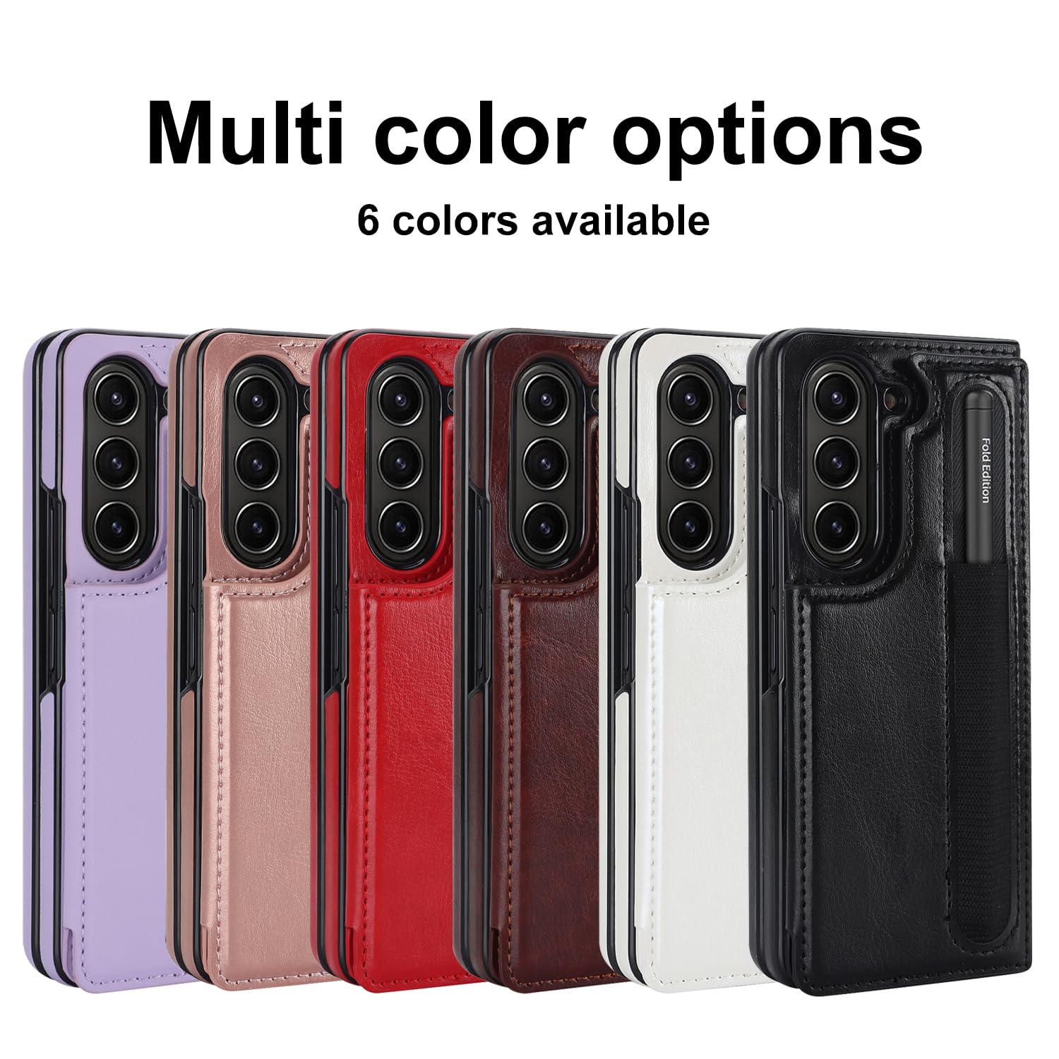 XIMAND for Samsung Galaxy Z Fold 5 Wallet Case with Credit Card Holder and S-Pen Holder,Fold Premium Leather Magnetic Clasp Kickstand Heavy Duty Protective Cover.(Brown)