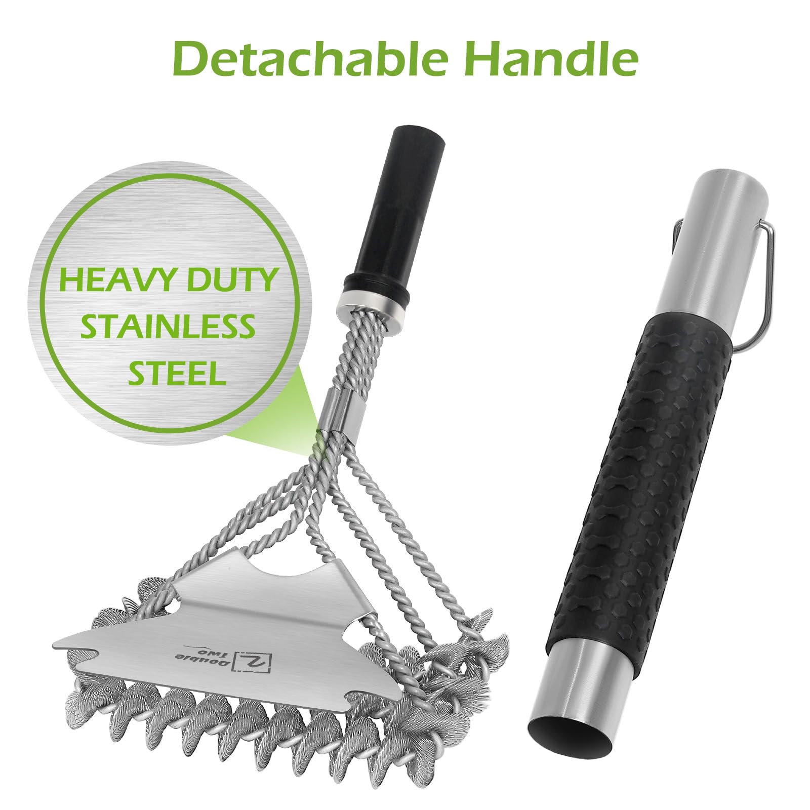 Double Two - Grill Brush with Scraper, Grill Brush for Outdoor Grill, No Bristle Grill Brush, Safe BBQ Grill Brush, Grill Cleaning Brush, BBQ Brush for Grill Cleaning, Barbecue Accessory