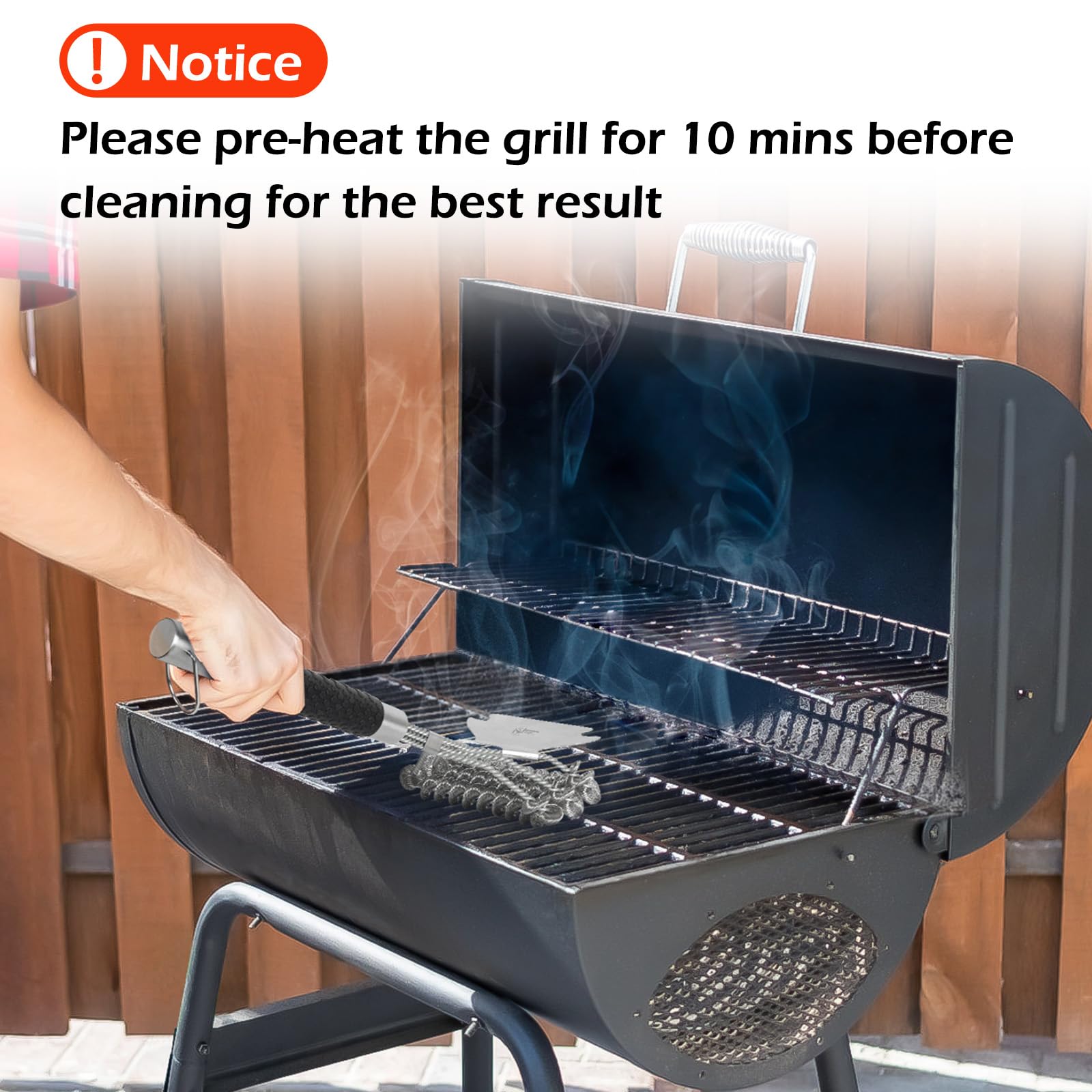 Double Two - Grill Brush with Scraper, Grill Brush for Outdoor Grill, No Bristle Grill Brush, Safe BBQ Grill Brush, Grill Cleaning Brush, BBQ Brush for Grill Cleaning, Barbecue Accessory
