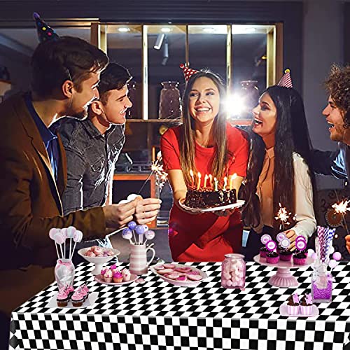 DKULMN 3PCS Black Flag Checkered Tablecloths,108βx54β Rectangular Disposable Gingham Table Covers Thickening and Waterproof Plastic Tablecloth for Picnic Indoor & Outdoor, XXZ 06